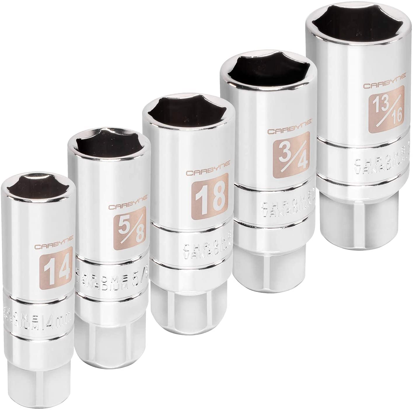 CARBYNE Spark Plug Socket Set - 5 Piece, High Visibility 3/8-Inch Driv ...