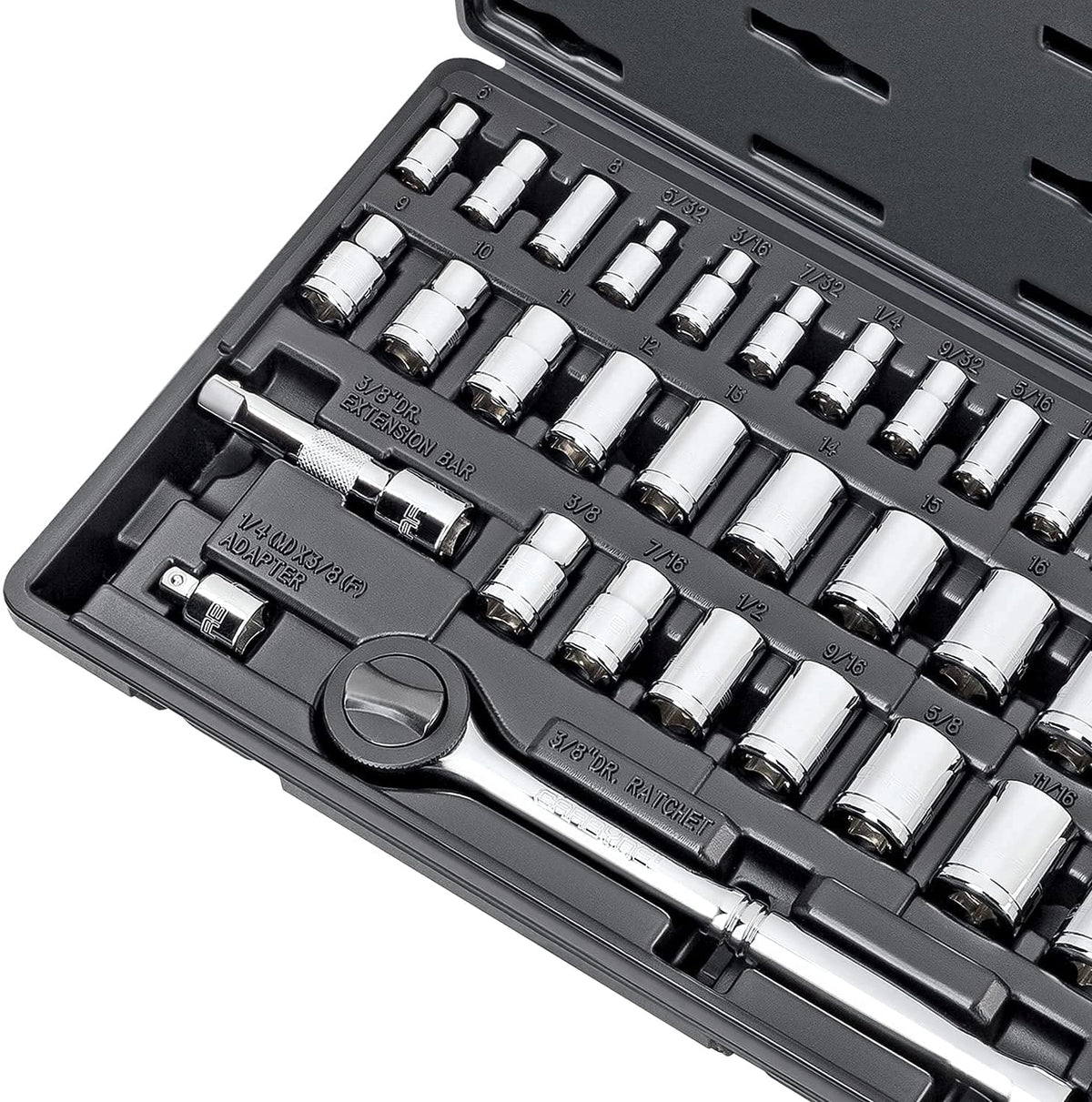 CARBYNE 34 Piece Socket Set | SAE & Metric, Chrome Vanadium Steel, 6 ...